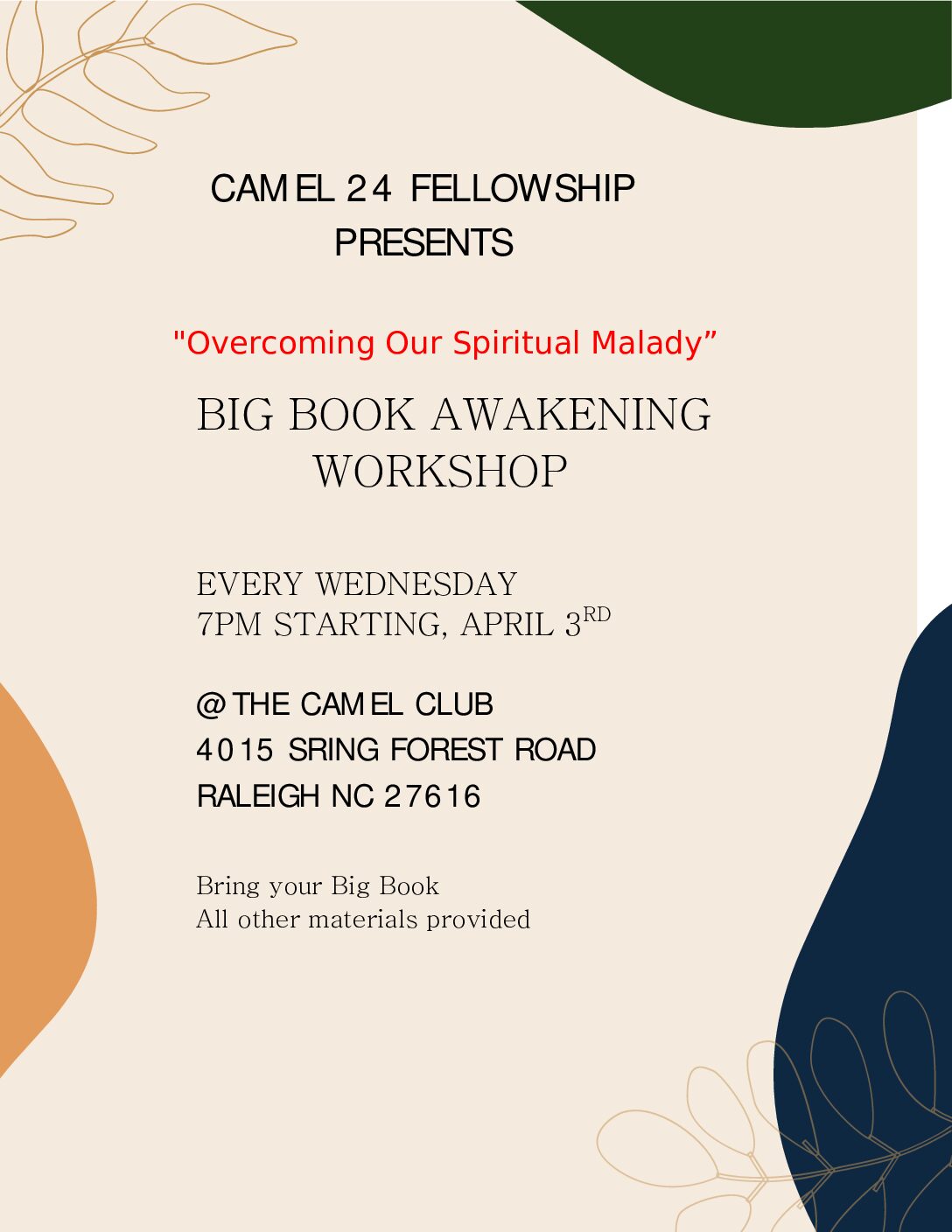 The Camel Club | 12 Step Recovery in Raleigh NC AA NA & CA